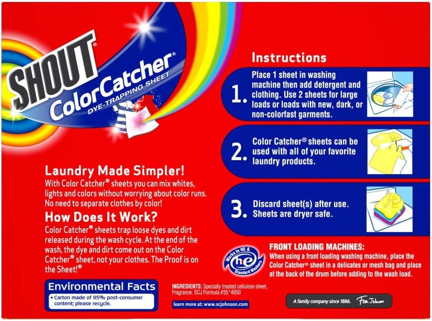Shout Color Catcher Sheets for Laundry, Maintains Clothes Original Col ...